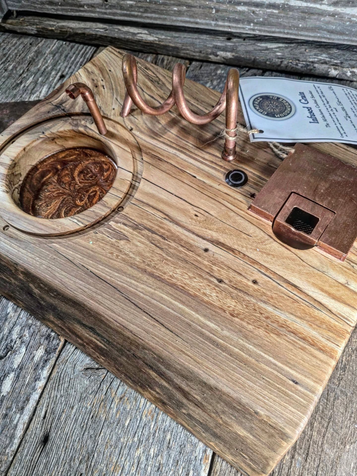 Spalted Elm Infused Grain Cocktail Smoker | Compass Woodworks Co